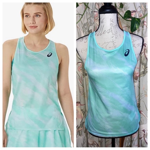 Asics | Tops | Nwt Asics Match Graphic Tennis Tank Fresh Ice Mint Green ...